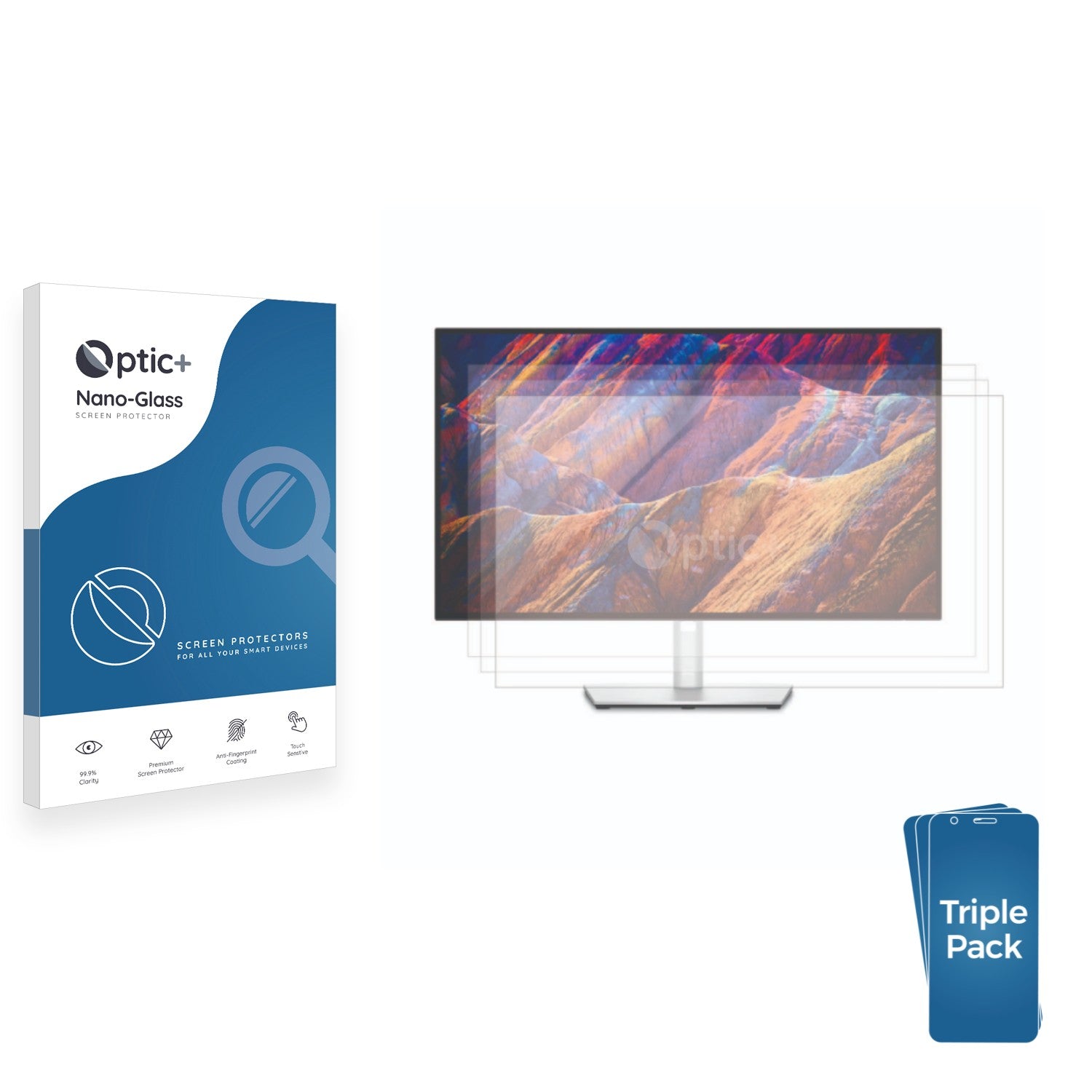 3pk Optic+ Nano Glass Screen Protectors for Dell Ultrasharp 27" U2723QE ...
