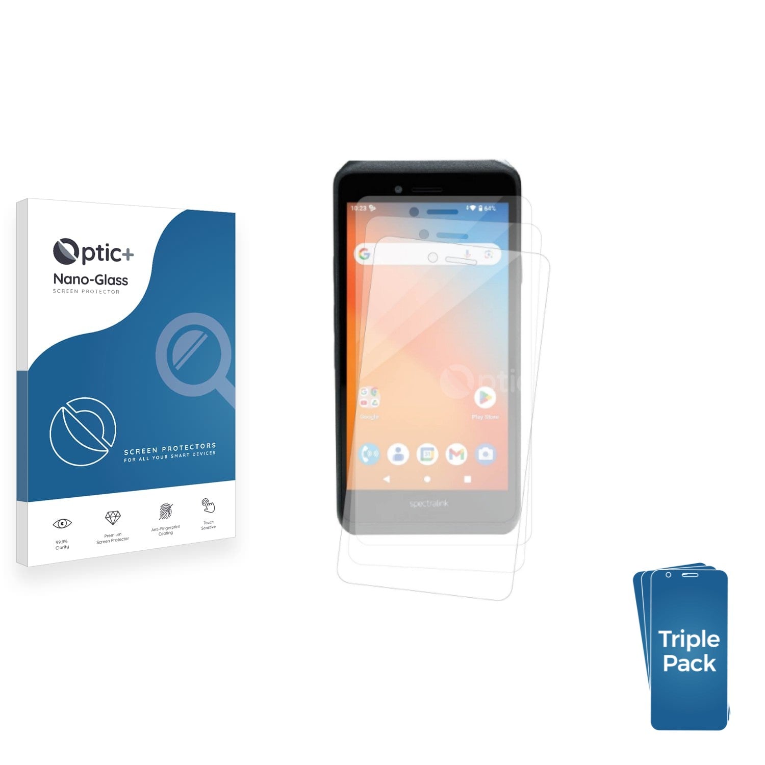 3pk Optic+ Nano Glass Screen Protectors for Spectralink Versity 97 ...